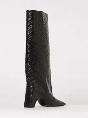 Coperni Woven Leather Knee-high Boots With Sculptural Heel