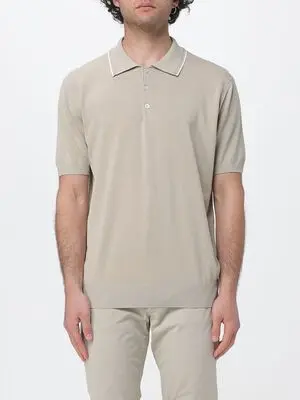 Canali Cotton Knit Polo Shirt - Beige