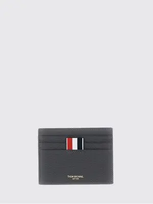 Thom Browne 4-bar Full-grain Leather Card Holder With Six Slots - Grey