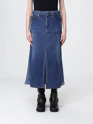 Sacai Cotton Denim Midi Skirt - Blue