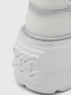 Casadei Low-top Sneakers With Wedge Platform Sole In Smooth And Laminated Leather
