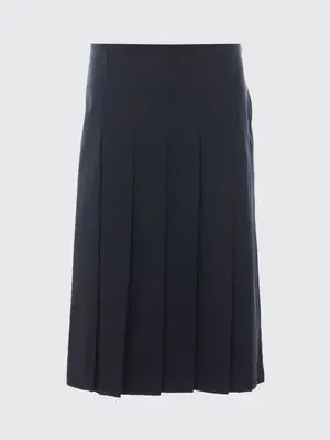 A.p.c. Pleated Cotton Midi Skirt With Belt Loops