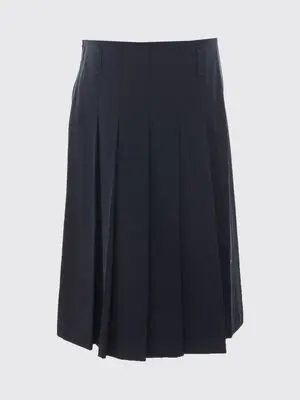 A.p.c. Pleated Cotton Midi Skirt With Belt Loops