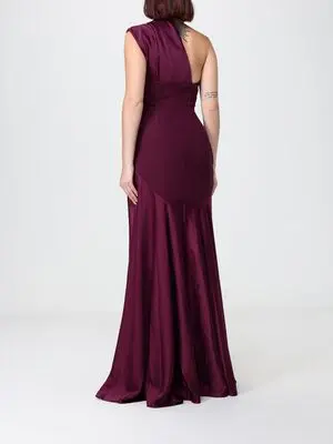 Solace London One-shoulder Draped Satin Evening Gown - Violet
