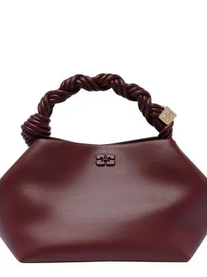 GANNI Bou Handbag In Recycled Leather With Braided Handle And Logo - Red