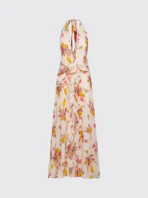 Blumarine Floral Print Georgette Halterneck Maxi Dress - Amber
