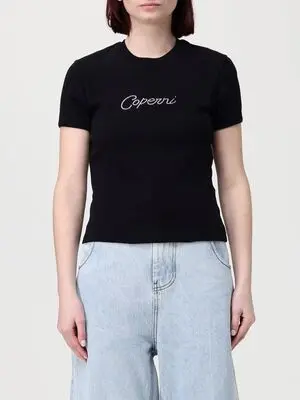 Coperni Cotton T-shirt With Rhinestone Logo - Black