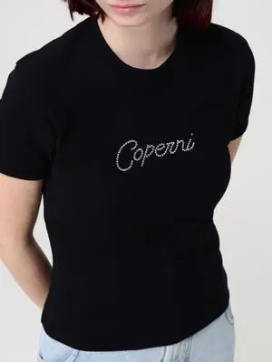 Coperni Cotton T-shirt With Rhinestone Logo