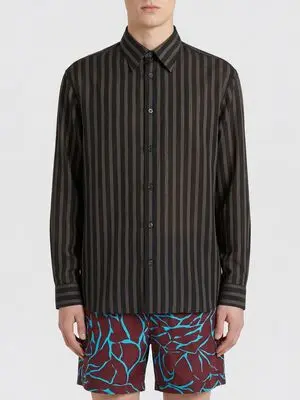 Dries Van Noten Striped Cupro Shirt - Black