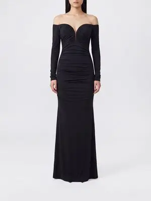 Elisabetta Franchi Long Evening Gown With Sweetheart Neckline - Black