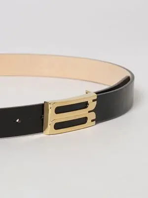 Victoria Beckham Leather Belt With Monogram Buckle - Black