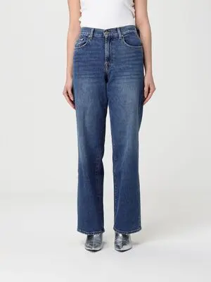 7 For All Mankind Straight Leg Jeans In Cotton Denim - Blue