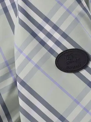 Burberry Hooded Technical Fabric Windbreaker Jacket With Check Pattern