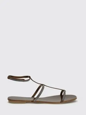 PEDRO GARCIA Suede Calfskin Sandal With Rhinestones - Brown