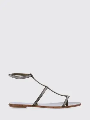 PEDRO GARCIA Suede Calfskin Sandal With Rhinestones - Olive