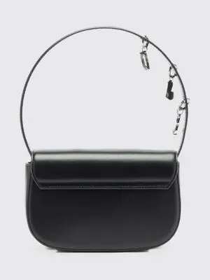 DIESEL® 1dr Mini Bag In Smooth Leather With Oval D Logo And Removable Charm - Black