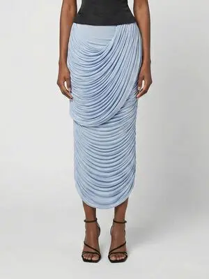 Magda Butrym Draped Cupro Midi Skirt - Gnawed Blue