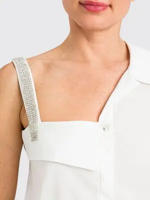 TWINSET One-shoulder Shirt With Rhinestone Embellishments - White