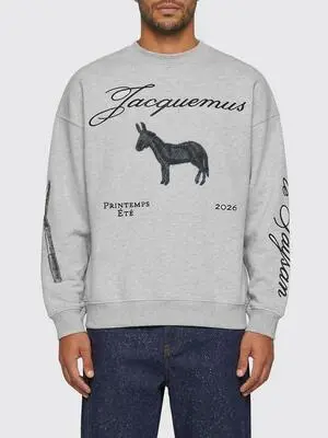 Jacquemus Cotton Crew Neck Sweatshirt With Logo - Grey
