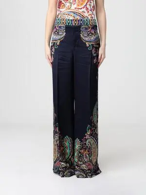 Etro Palazzo Trousers In Viscose With Paisley Print - Multicolor