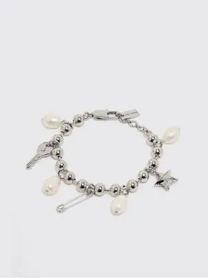 Marc Jacobs Brass Bracelet With Charms And Synthetic Pearls - Silver