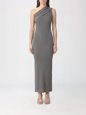 Rick Owens One-shoulder Asymmetric Wool Knit Midi Dress With Slim Fit - Grey