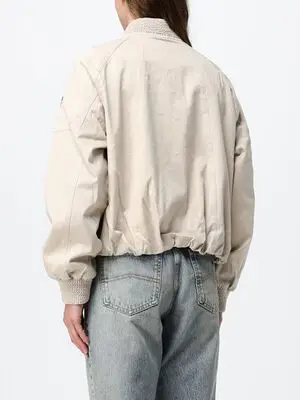 Moose Knuckles Bomber Jacket With Textured Collar And Cuffs