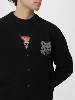 Maison Kitsuné Embroidered Fox Face Cardigan - Black