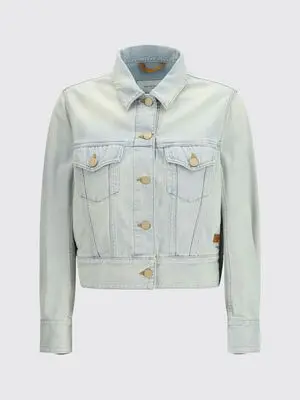 Jacob Cohen Bleached Denim Jacket With Patch Pockets And Classic Collar