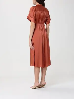 SEMICOUTURE Midi Shirt Dress With Mandarin Collar And Belted Waist