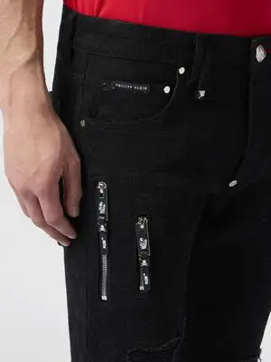 Philipp Plein Embellished Distressed Jeans