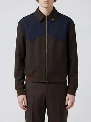 Versace Bi Wool Blend Bomber Jacket - Cocoa