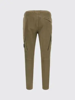 Stone Island Stretch Organic Cotton Cargo Trousers With Compass Logo - Green