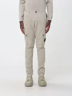 Stone Island Stretch Organic Cotton Cargo Trousers With Compass Logo - Sand
