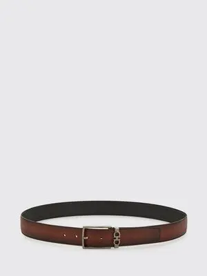 FERRAGAMO Reversible And Adjustable Calf Leather Belt With Gancini Buckle - Brown