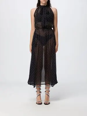CRIDA MILANO Taormina Polka-dot Silk Chiffon Midi Dress With Halter Neck - Black