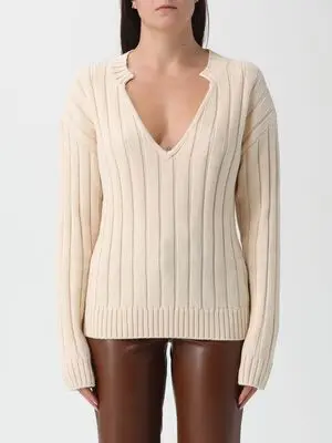 Patrizia Pepe Ribbed V-neck Pullover - White