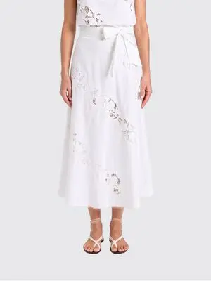 TWINSET Cotton Skirt With Macramé Inserts - White