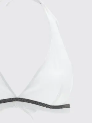 Brunello Cucinelli Triangle Bikini Top With V-neck And Decorative Monili