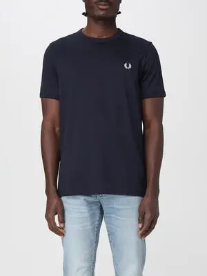 Fred Perry Cotton T-shirt With Mini Logo Blue
