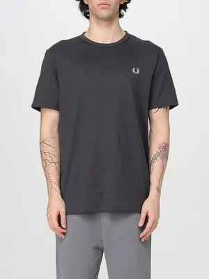Fred Perry Cotton T-shirt With Mini Logo Charcoal