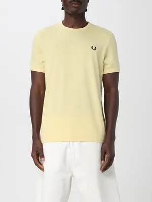 Fred Perry Cotton T-shirt With Mini Logo - Mustard