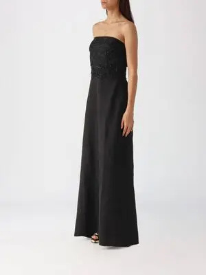 Ermanno Scervino Off-the-shoulder Embroidered Linen Gown - Black