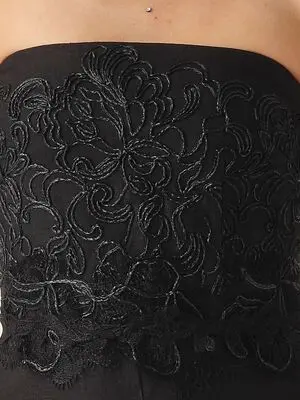 Ermanno Scervino Off-the-shoulder Embroidered Linen Gown - Black