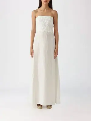 Ermanno Scervino Off-the-shoulder Embroidered Linen Gown - White