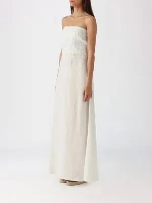 Ermanno Scervino Off-the-shoulder Embroidered Linen Gown - White