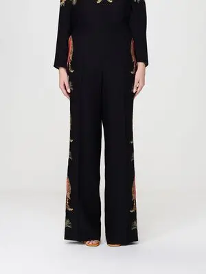 Etro Palazzo Trousers In Printed Silk - Black
