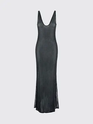 VENUJA Rhinestone Embroidered Mesh Evening Gown