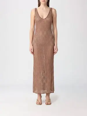 VENUJA Long Off-the-shoulder Evening Gown With Rhinestone Embroidery - Brown