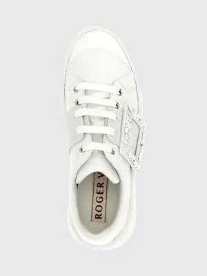 ROGER VIVIER Leather Trainers With Crystal Buckle - White
